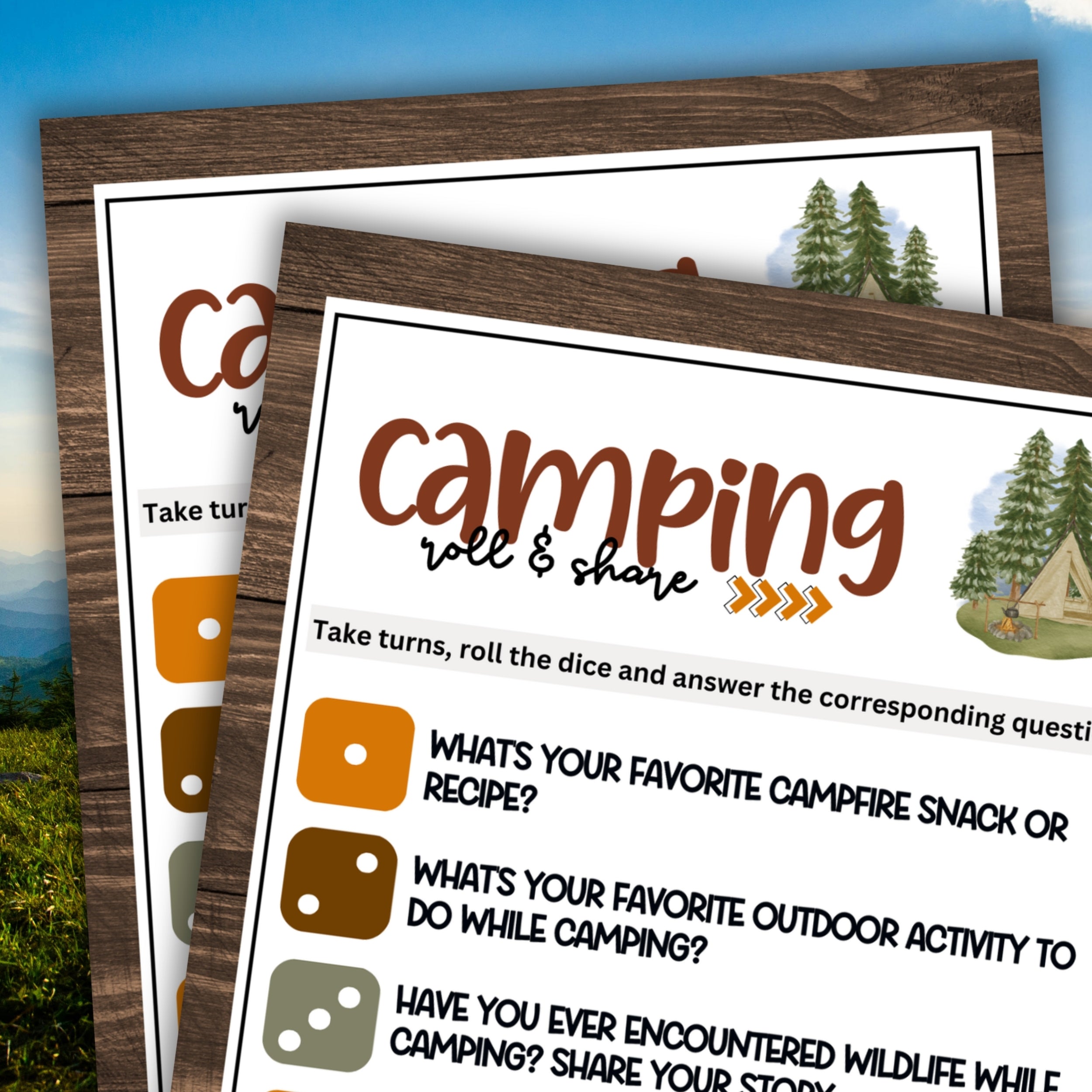 Camping Roll & Share Dice Game – Party Prints Press