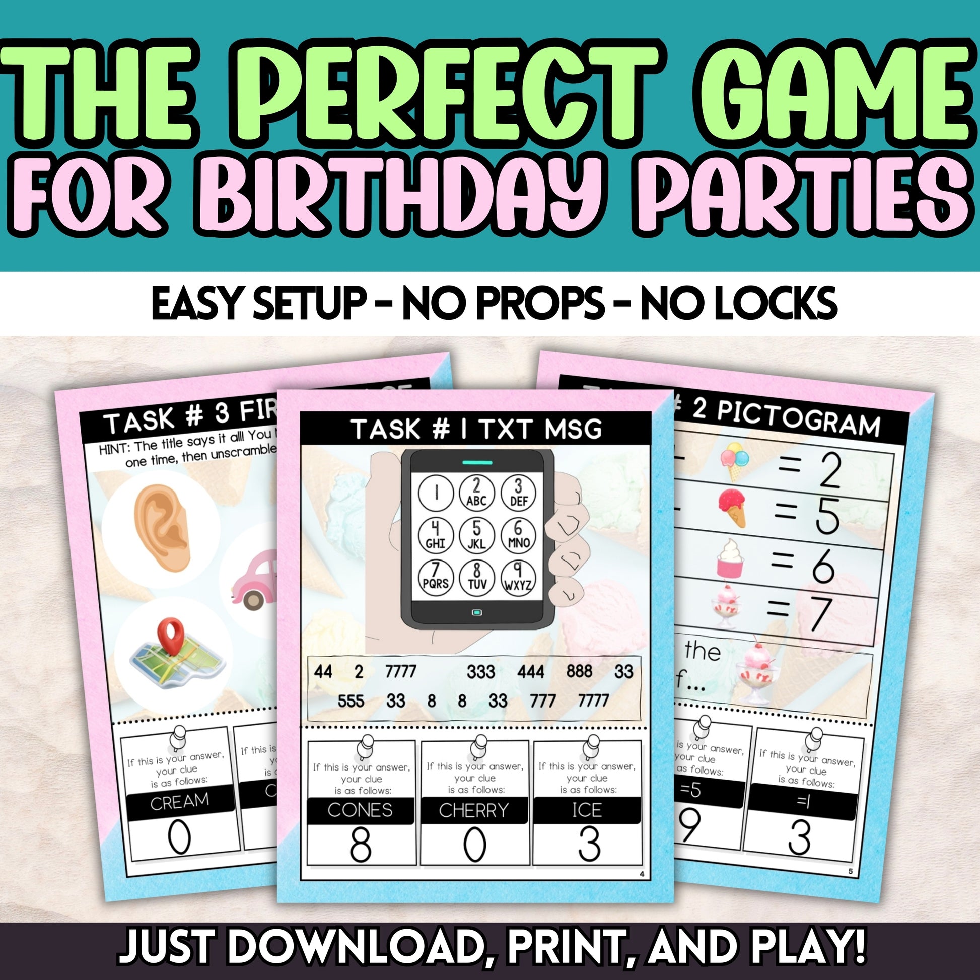 Ice Cream Escape Room (Ages 6-9) – Party Prints Press