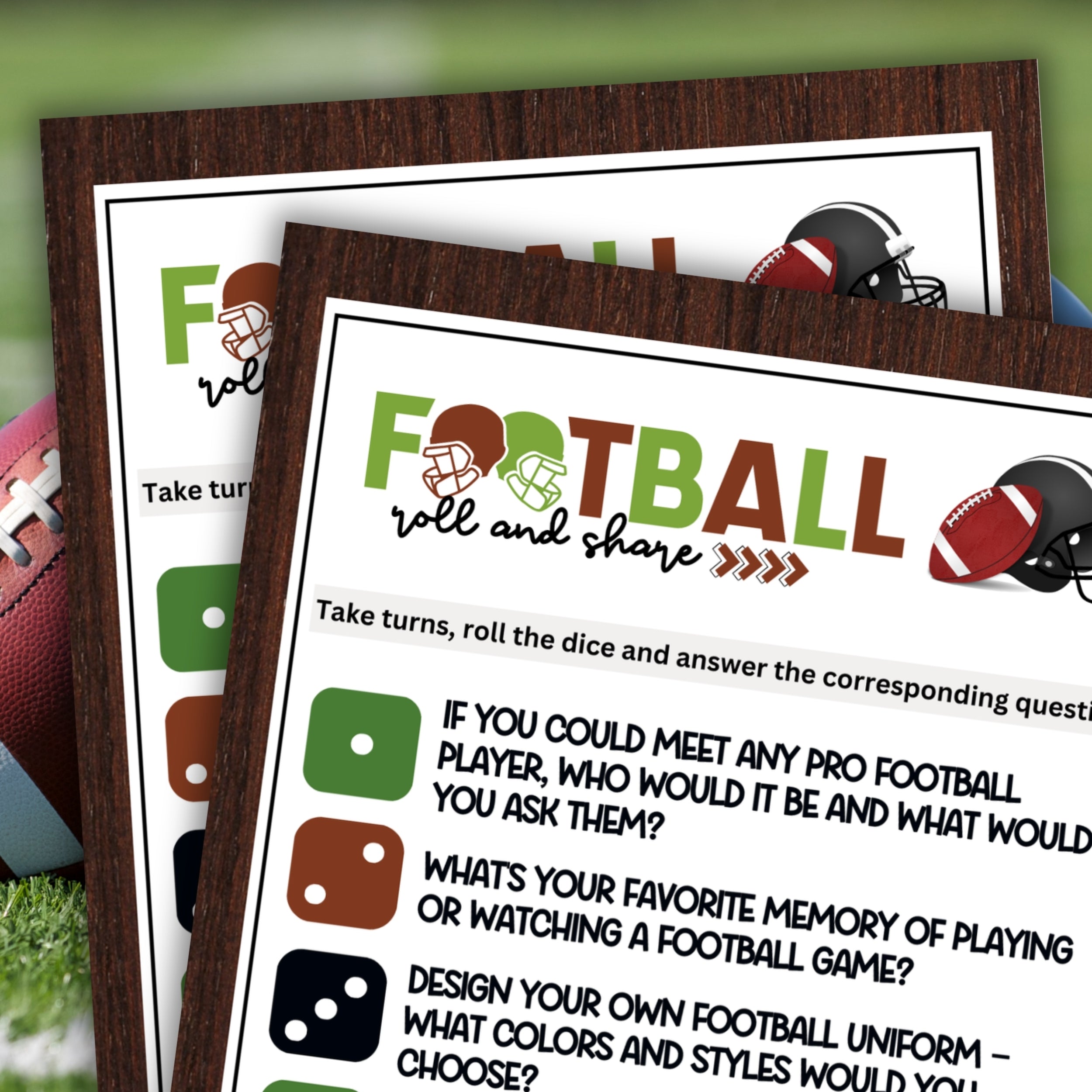 Football Roll & Share Dice Game – Party Prints Press