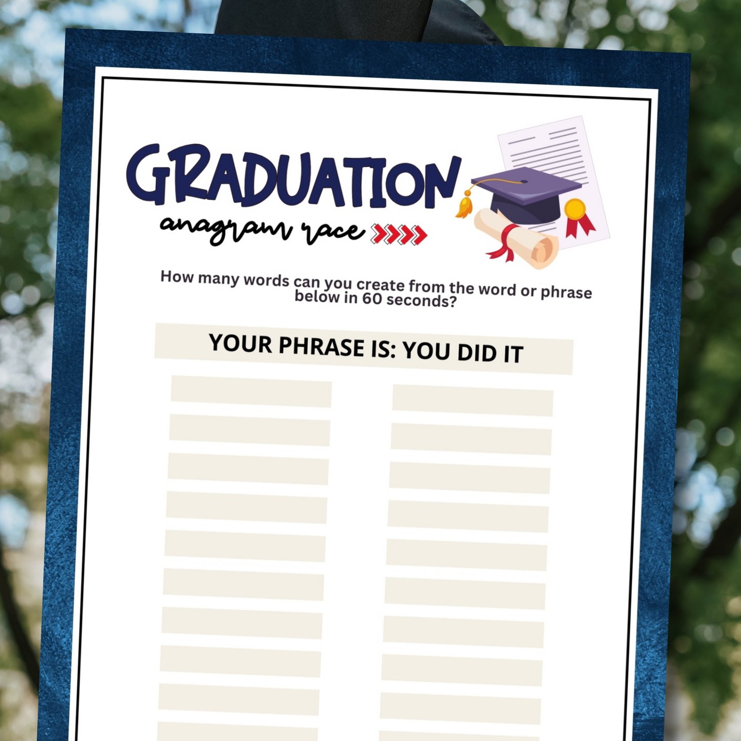 Graduation Anagram Race – Party Prints Press