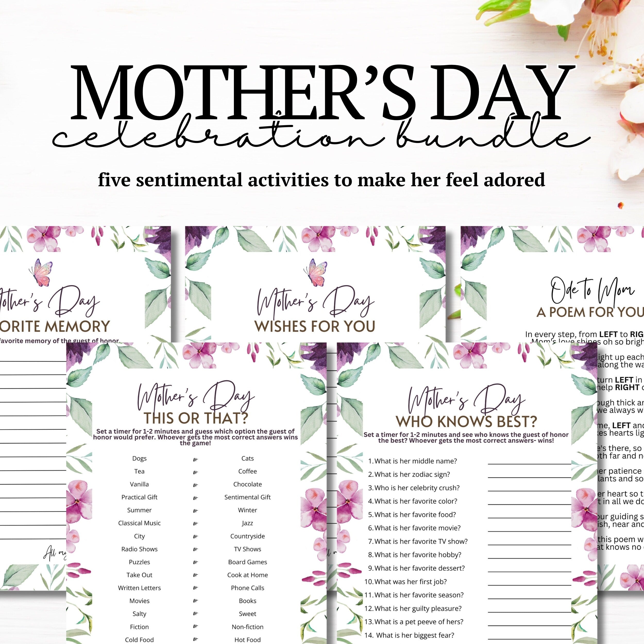 Mother's Day Activity Pack – Party Prints Press